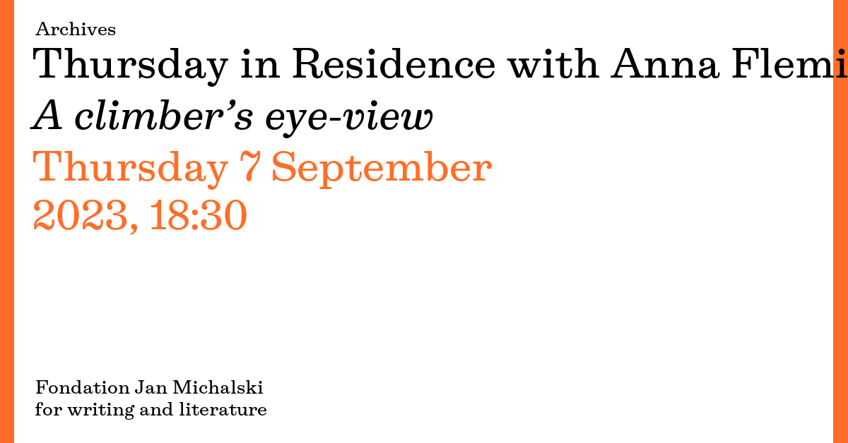 Thursday in Residence with Anna Fleming – Fondation Jan Michalski