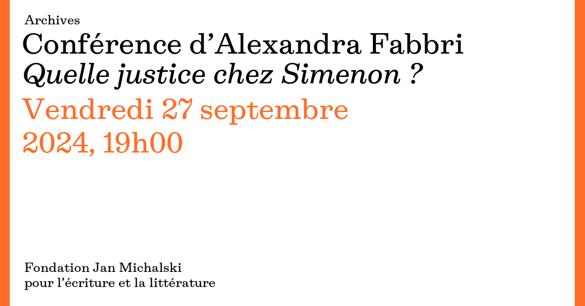 Conférence d’Alexandra Fabbri – Fondation Jan Michalski